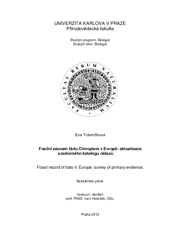 (PDF) Fossil record of bats in Europe: survey of primary evidence