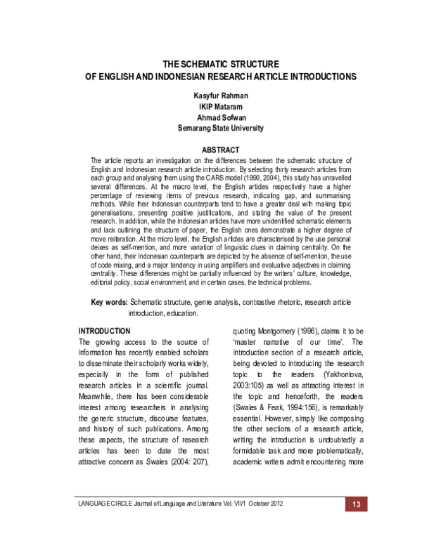 (PDF) The Schematic Structure of English and Indonesian Research ...