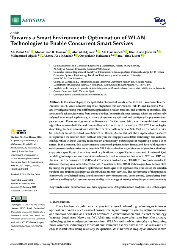 (PDF) Towards a Smart Environment: Optimization of WLAN Technologies to Enable Concurrent Smart ...