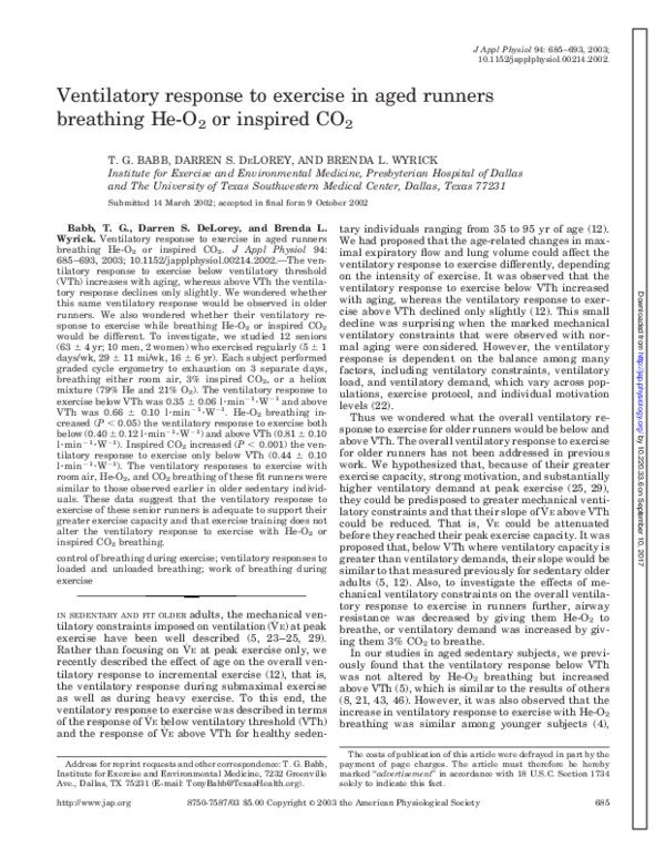 (PDF) Ventilatory response to exercise in aged runners breathing He-O2 ...