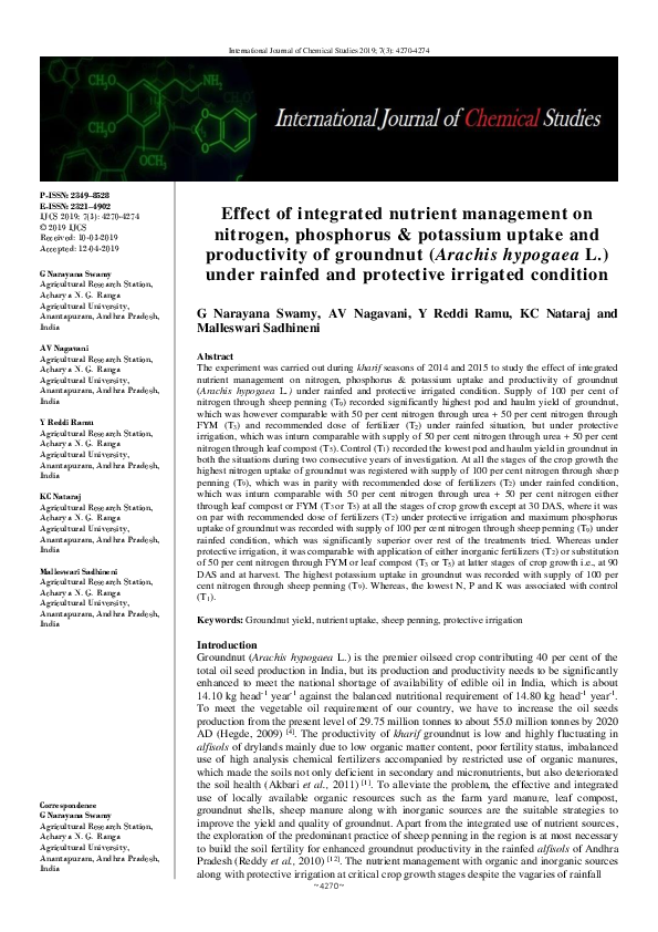 (PDF) Effect of integrated nutrient management on nitrogen, phosphorus ...