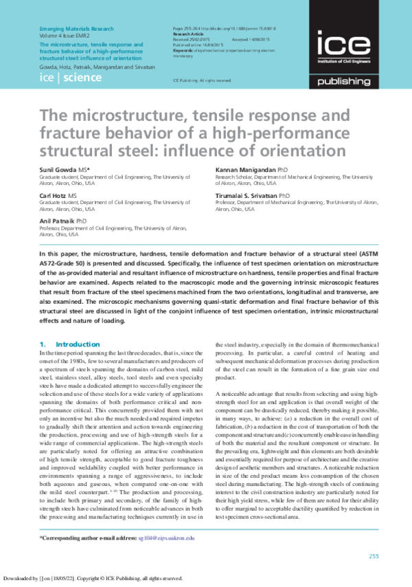 (PDF) The microstructure, tensile response and fracture behavior of a ...
