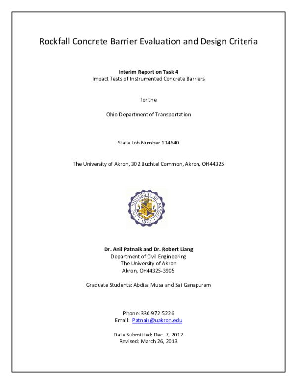 (PDF) Rockfall Concrete Barrier Evaluation and Design Criteria