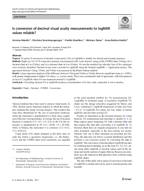 (PDF) Is conversion of decimal visual acuity measurements to logMAR ...