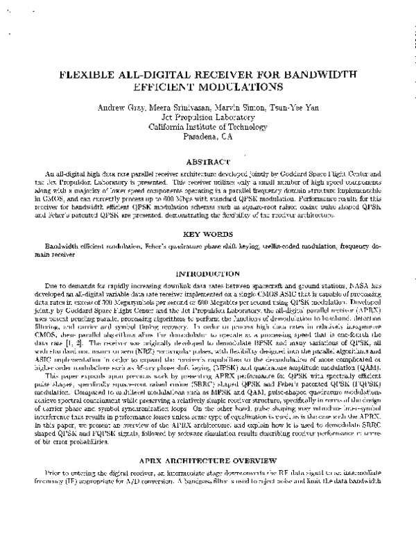 (PDF) Flexible All-Digital Receiver for Bandwidth Efficient Modulations