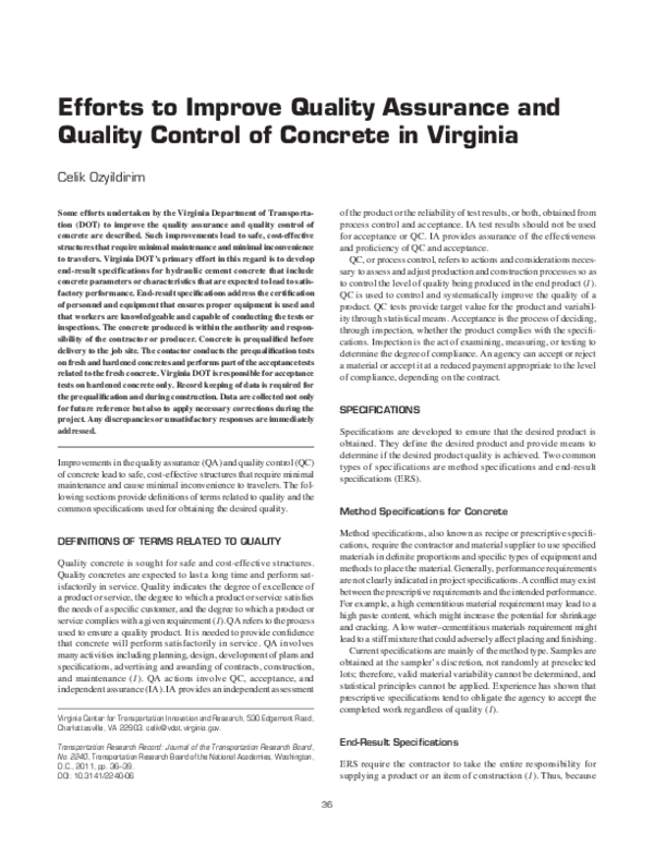 (PDF) Efforts to Improve Quality Assurance and Quality Control of ...