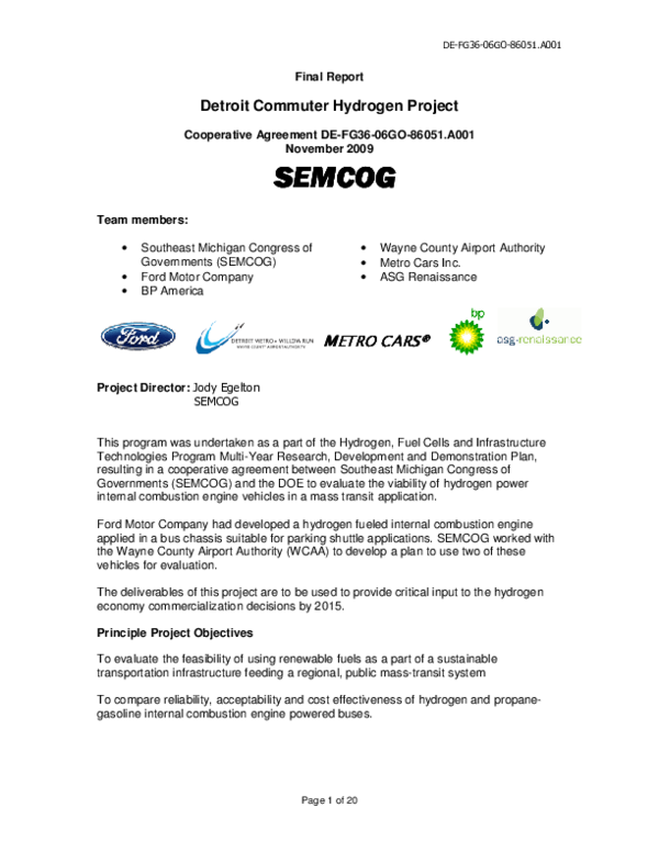 (PDF) Detroit Commuter Hydrogen Project