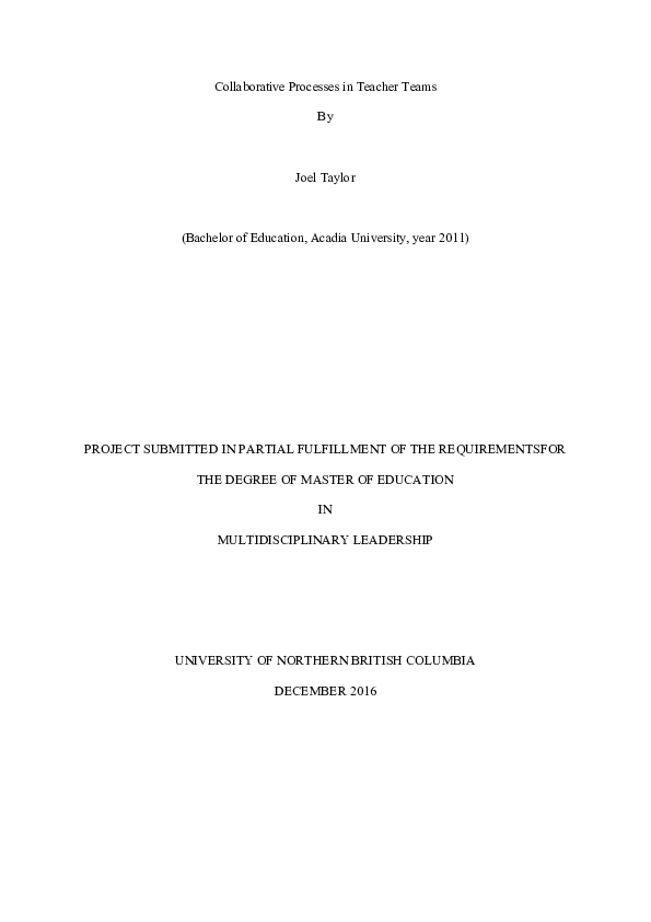 (PDF) Collaborative processes in teacher teams