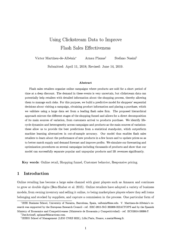 (PDF) Using Clickstream Data to Improve Flash Sales Effectiveness