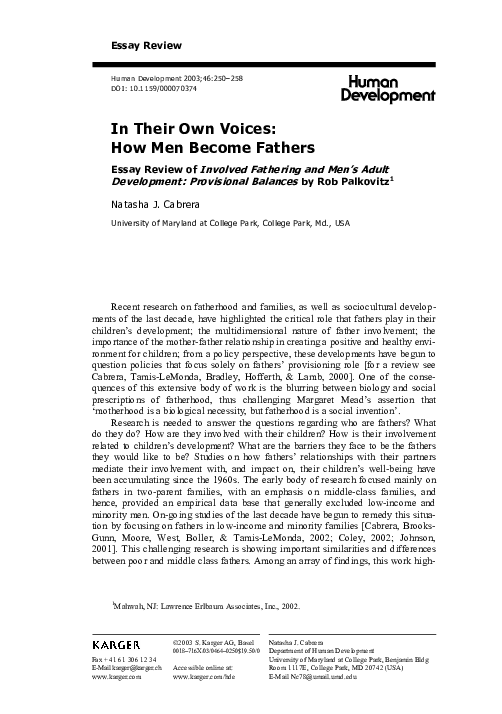 (PDF) In Their Own Voices: How Men Become Fathers