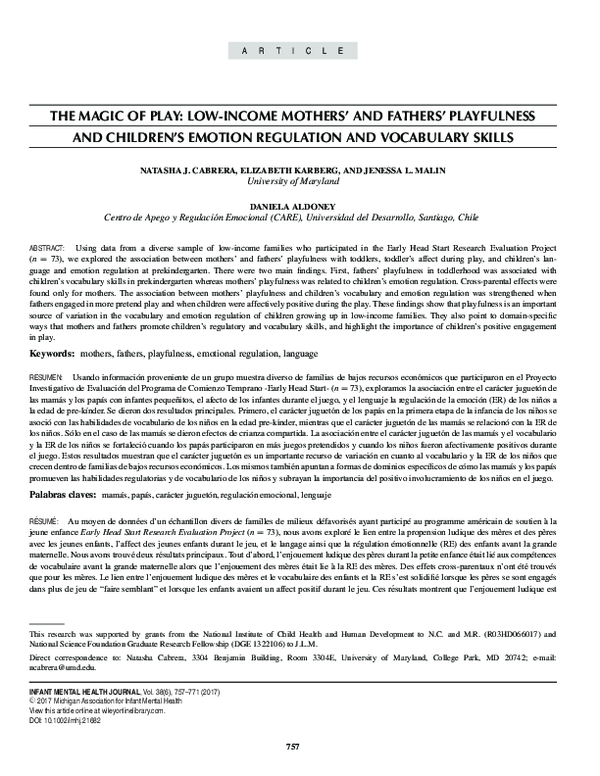 (PDF) The Magic of Play: Low-Income Mothers' and Fathers' Playfulness and Children's Emotion ...