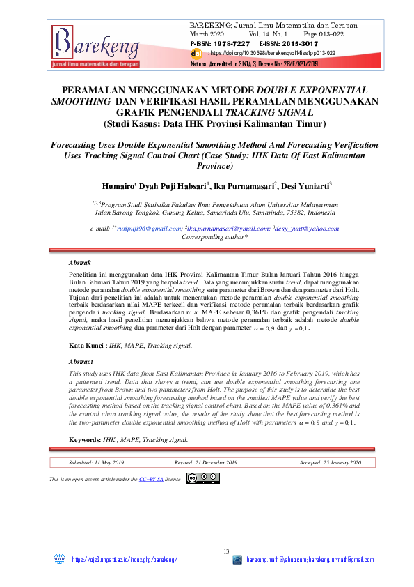 Pdf Forecasting Uses Double Exponential Smoothing Method And