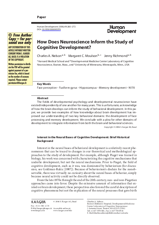 (PDF) How Does Neuroscience Inform the Study of Cognitive Development?
