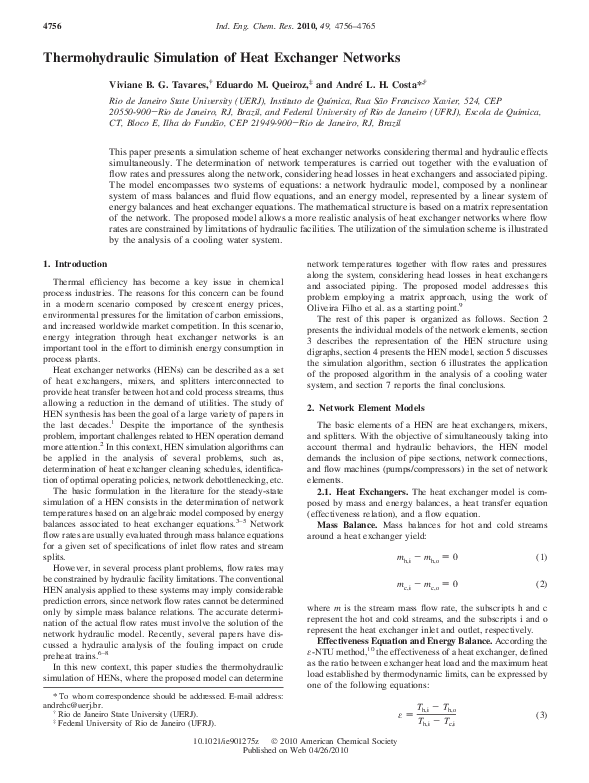 (PDF) Thermohydraulic Simulation of Heat Exchanger Networks | Eduardo Queiroz - Academia.edu