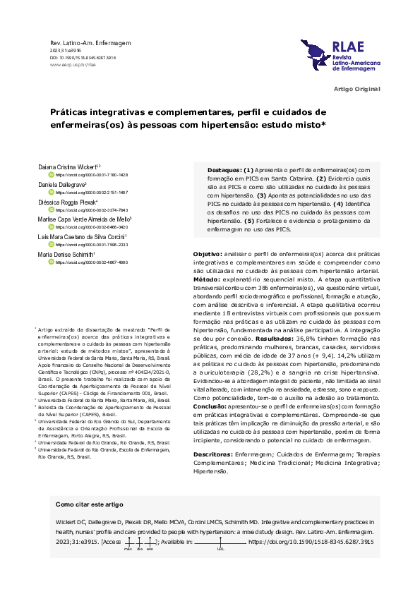 (PDF) Práticas integrativas e complementares, perfil e cuidados de enfermeiras(os) às pessoas ...