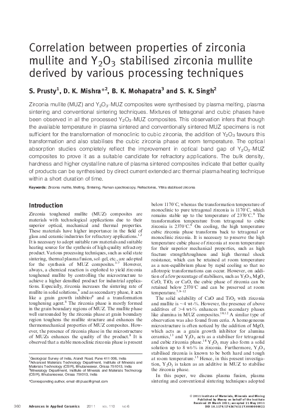 (PDF) Correlation between properties of zirconia mullite and ...