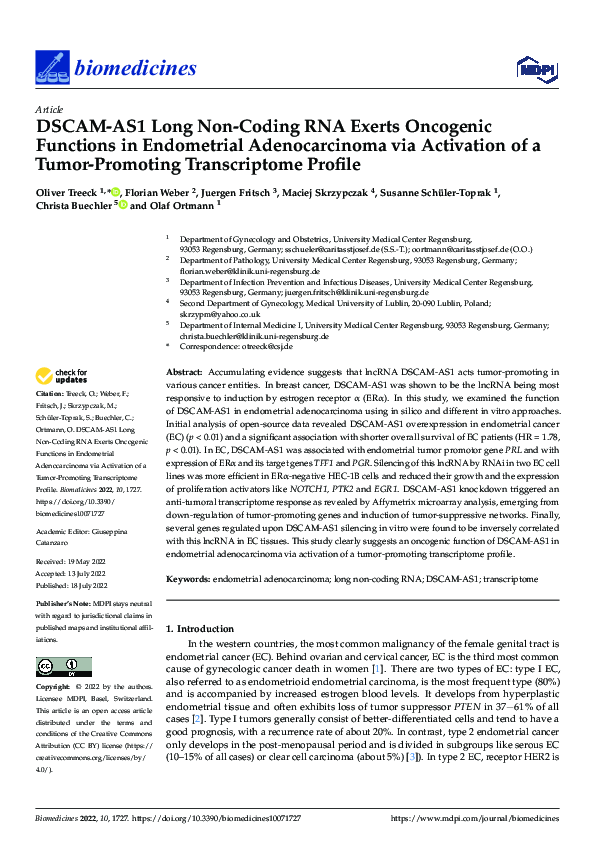 (PDF) DSCAM-AS1 Long Non-Coding RNA Exerts Oncogenic Functions in Endometrial Adenocarcinoma via ...