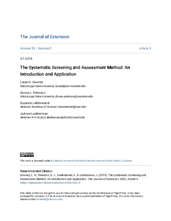 (PDF) The Systematic Screening and Assessment Method: An Introduction ...