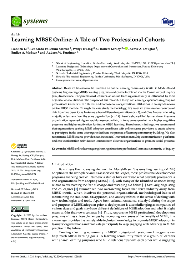 (PDF) Learning MBSE Online: A Tale of Two Professional Cohorts