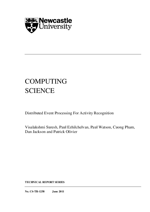 Pdf Distributed Event Processing For Activity Recognition
