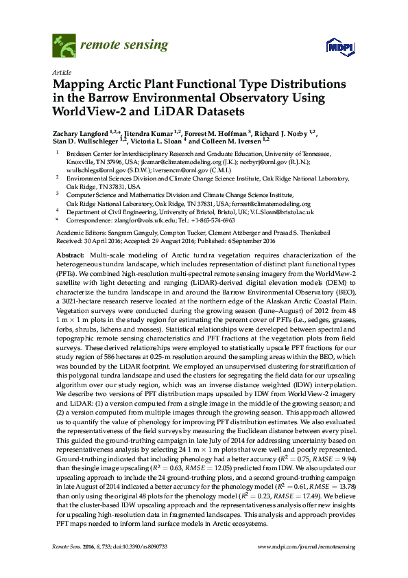 (PDF) Mapping Arctic Plant Functional Type Distributions in the Barrow Environmental Observatory ...