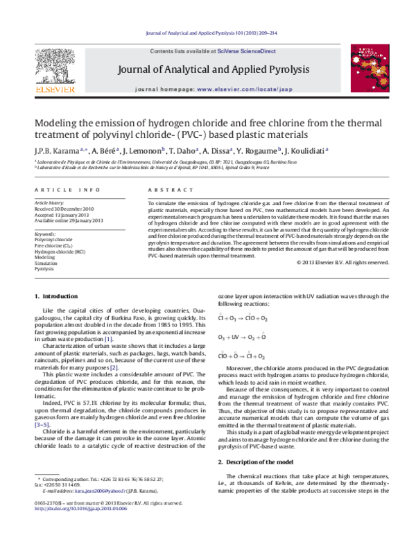 (PDF) Modeling the emission of hydrogen chloride and free chlorine from ...