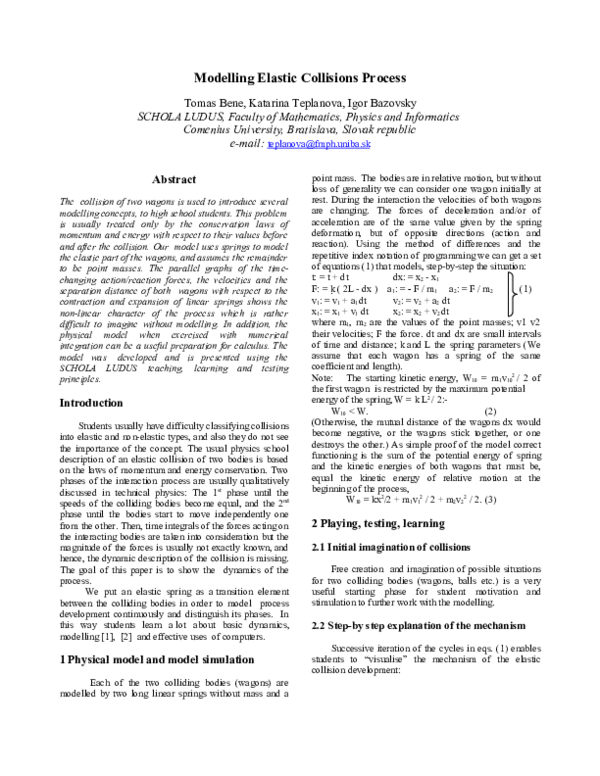 (PDF) Modelling Elastic Collisions Process