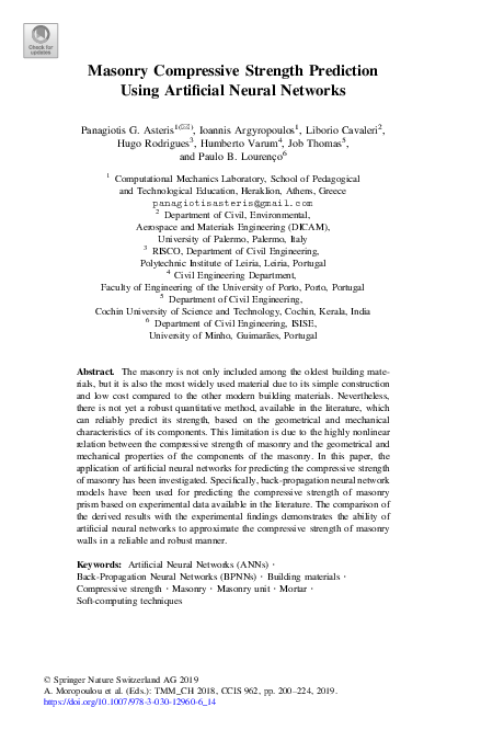 Pdf Masonry Compressive Strength Prediction Using Artificial Neural Networks