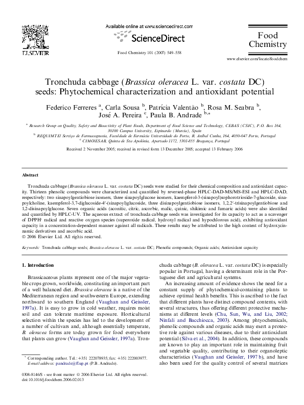 (PDF) Tronchuda cabbage (Brassica oleracea L. var. costata DC) seeds ...