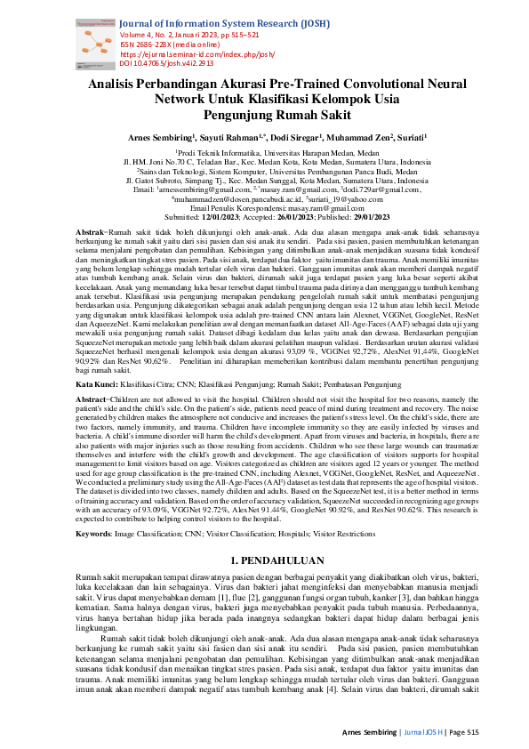 Pdf Analisis Perbandingan Akurasi Pre Trained Convolutional Neural