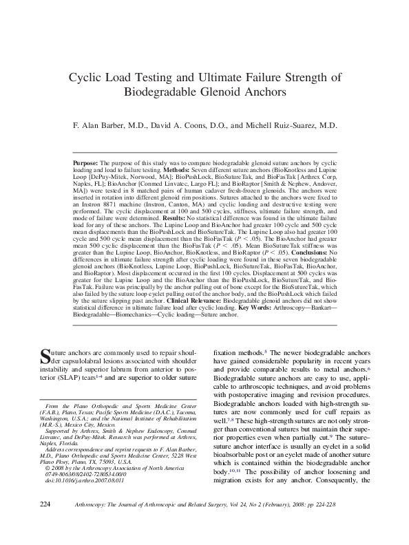 (PDF) Cyclic Load Testing and Ultimate Failure Strength of ...