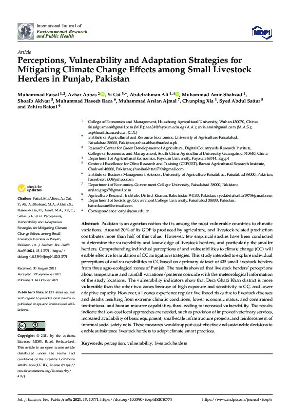 (PDF) Perceptions, Vulnerability and Adaptation Strategies for Mitigating Climate Change Effects ...