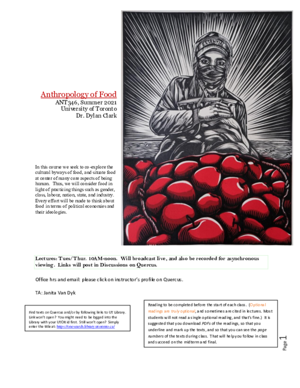 (PDF) ANT346 Syllabus. Anthropology of Food. University of Toronto ...