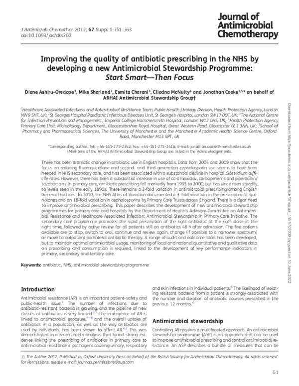 (PDF) Improving the quality of antibiotic prescribing in the NHS by ...