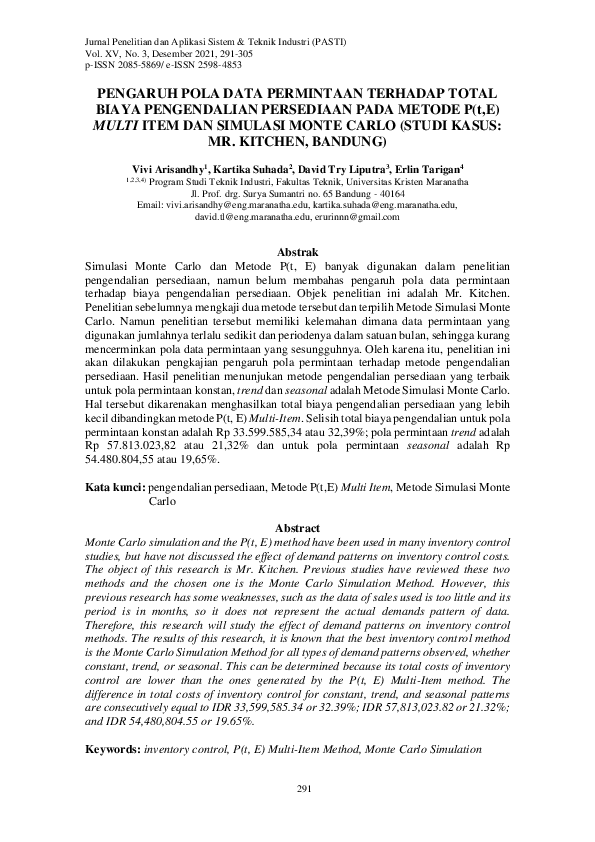 (PDF) PENGARUH POLA DATA PERMINTAAN TERHADAP TOTAL BIAYA PENGENDALIAN ...