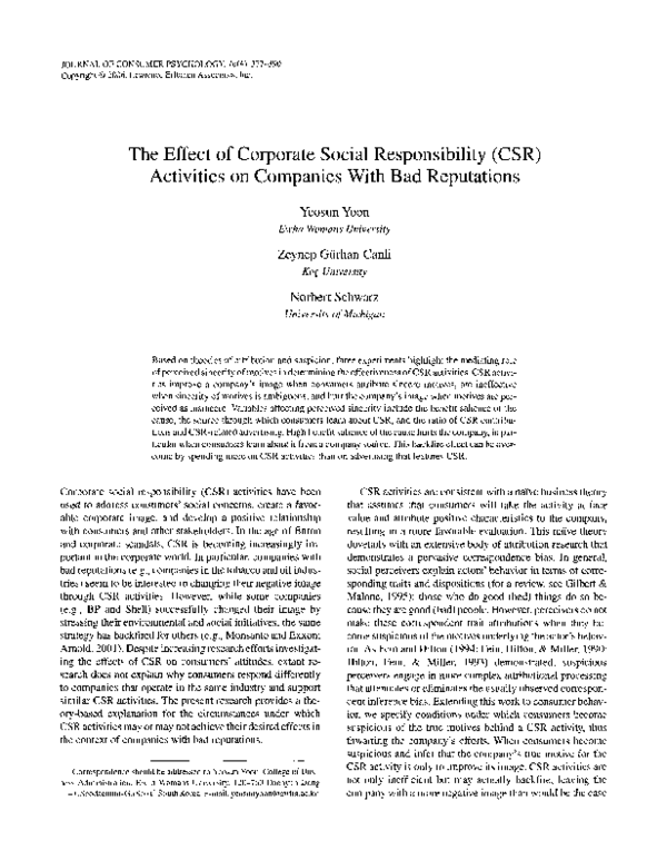 (PDF) The Effect of Corporate Social Responsibility (CSR) Activities on ...