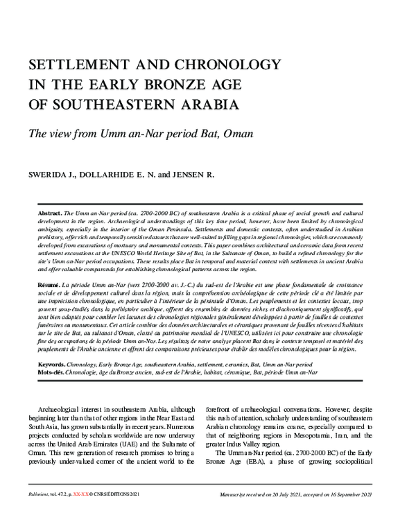 (PDF) Settlement and Chronology in the Early Bronze Age of Southeastern ...