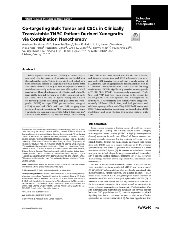 (PDF) Co-targeting Bulk Tumor and CSCs in Clinically Translatable TNBC ... (PDF) Co-targeting Bulk Tumor and CSCs in Clinically Translatable TNBC ...