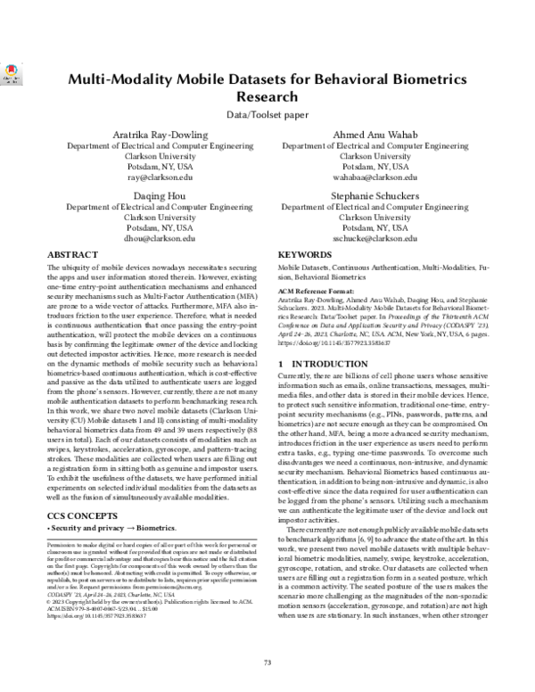 (PDF) Multi-Modality Mobile Datasets for Behavioral Biometrics Research ...