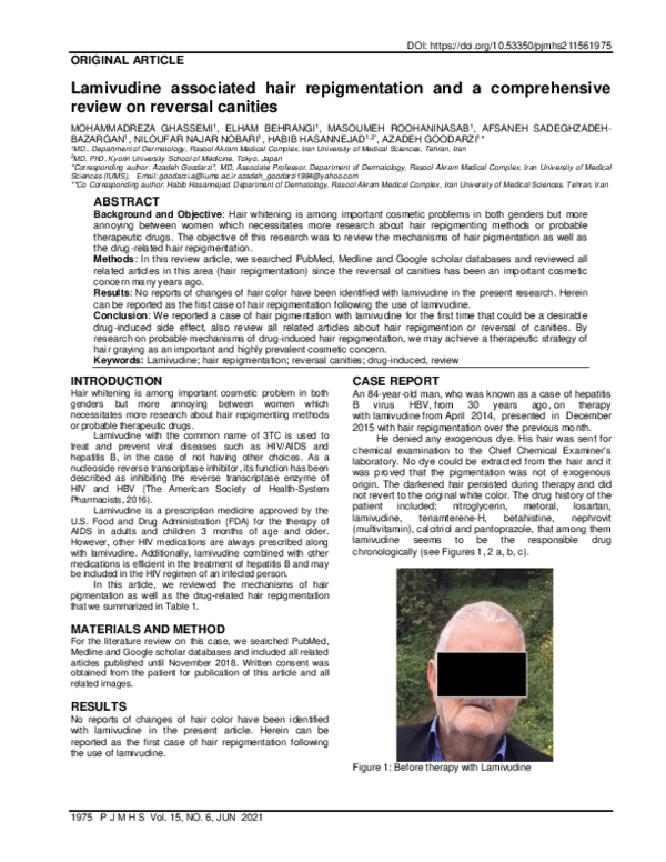 (PDF) Lamivudine associated hair repigmentation and a comprehensive ...
