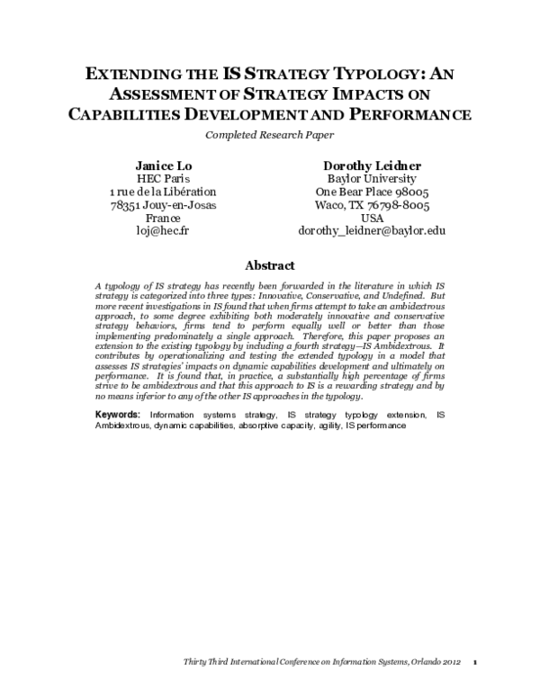 (PDF) Extending the IS strategy typology: An assessment of strategy ...