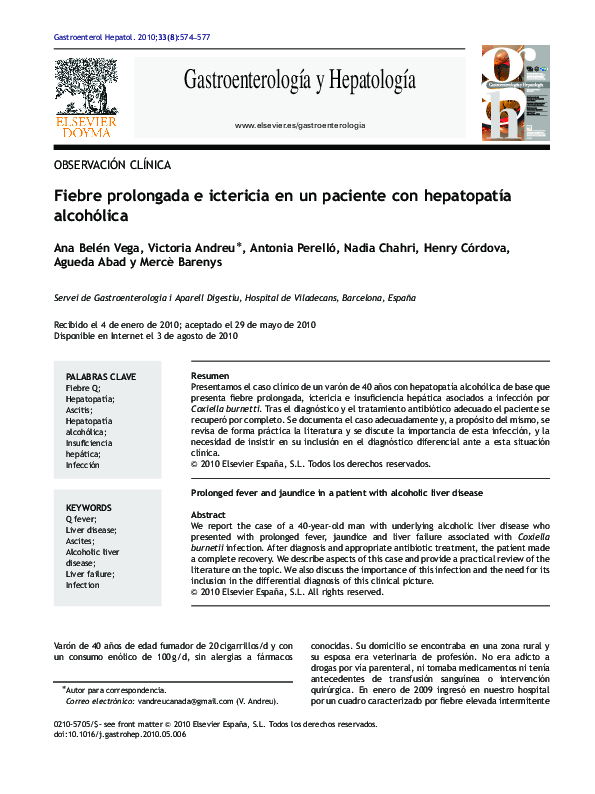 (PDF) Fiebre prolongada e ictericia en un paciente con hepatopatía ...