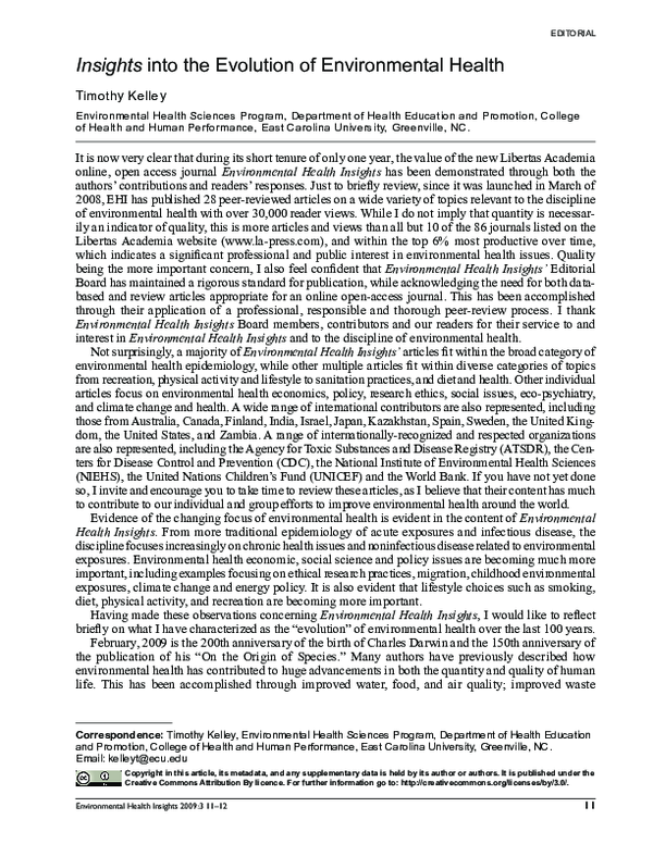 (PDF) Insights into the Evolution of Environmental Health