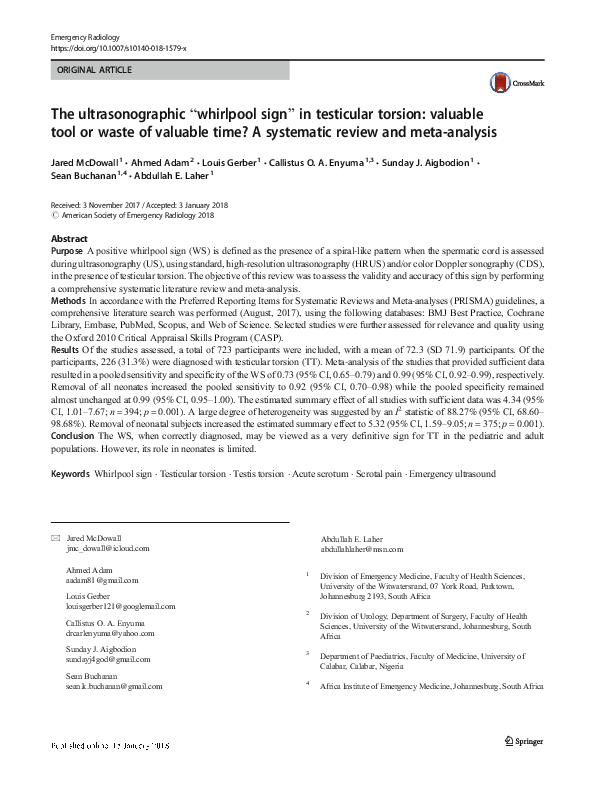(PDF) The ultrasonographic "whirlpool sign" in testicular torsion ...