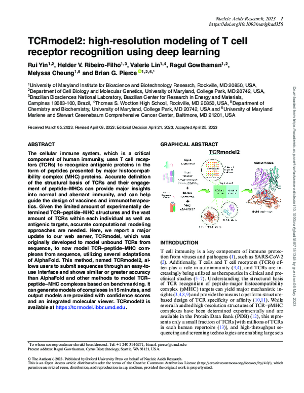 (PDF) TCRmodel2: high-resolution modeling of T cell receptor recognition using deep learning