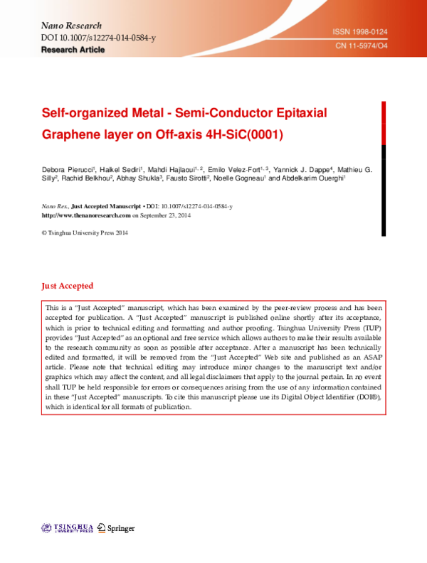 (PDF) Self-organized metal-semiconductor epitaxial graphene layer on off-axis 4H-SiC(0001)