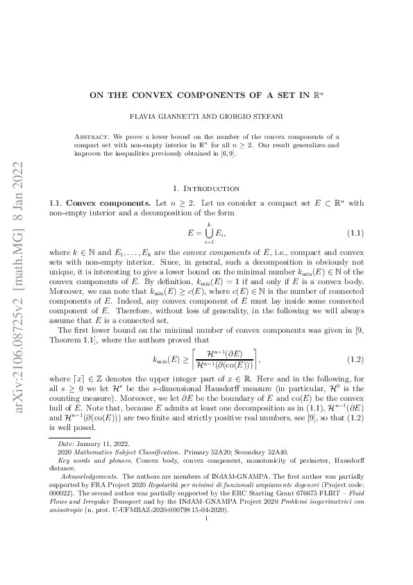 (PDF) On the convex components of a set in $\mathbb{R}^n$ | Flavia Giannetti - Academia.edu