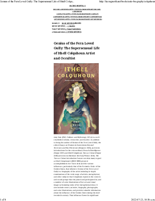 (PDF) Rev. of "Ithell Colquhoun: Genius of the Fern Loved Gully: The ...