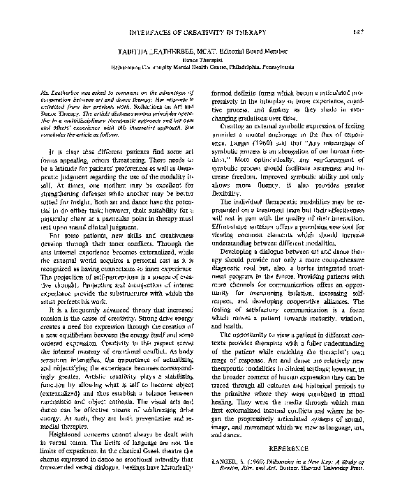 (PDF) Interfaces of creativity in therapy: A mini-symposium