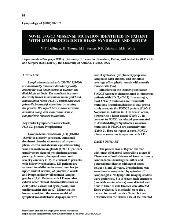(PDF) Novel FOXC2 missense mutation identified in patient with ...
